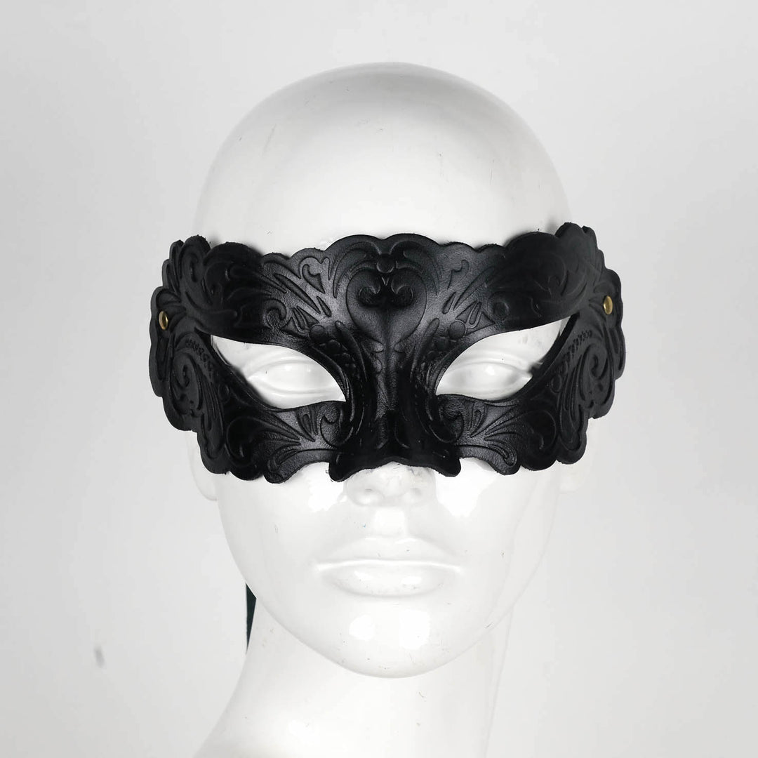 Black Leather Venetian Mask